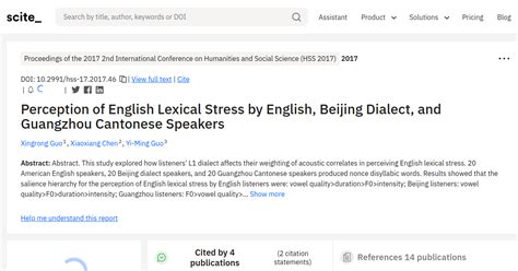 Perception Of English Lexical Stress By English Beijing Dialect And Guangzhou Cantonese