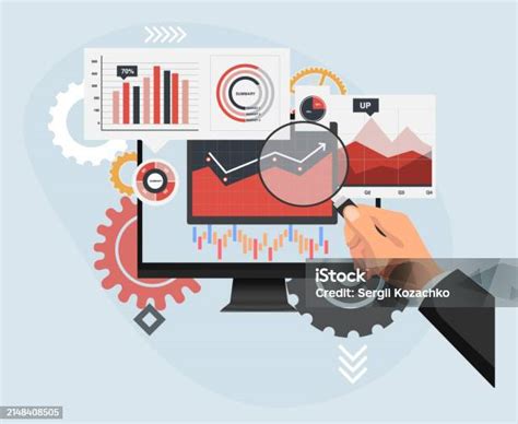 비즈니스 데이터 분석 설계 개념 그리고 플랫 벡터 일러스트 레이 션 비즈니스 금융 투자 모니터 보고서 대시 보드 경영자에 대한 스톡 벡터 아트 및 기타 이미지 Istock