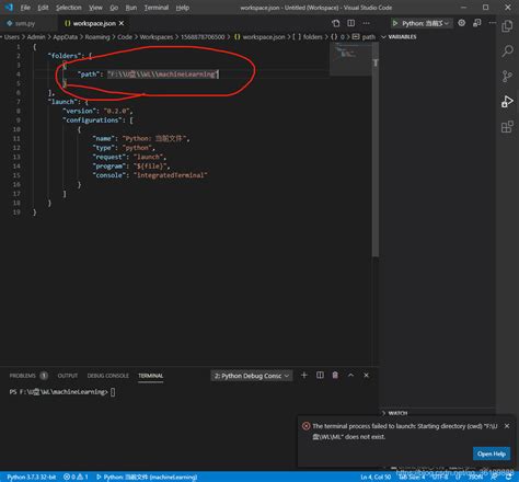 vscode 无法打开terminal的解决办法 the connection to the terminal s pty host