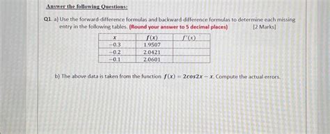 solved q1 a use the forward difference formulas and