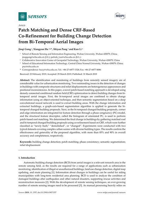 Pdf Patch Matching And Dense Crf Based Co Refinement For Building