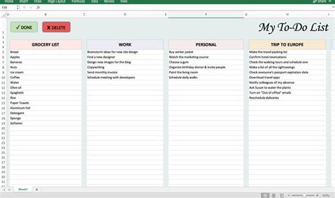 TO DO List Excel Template Customizable Planner Todo Excel Template Printable Planner
