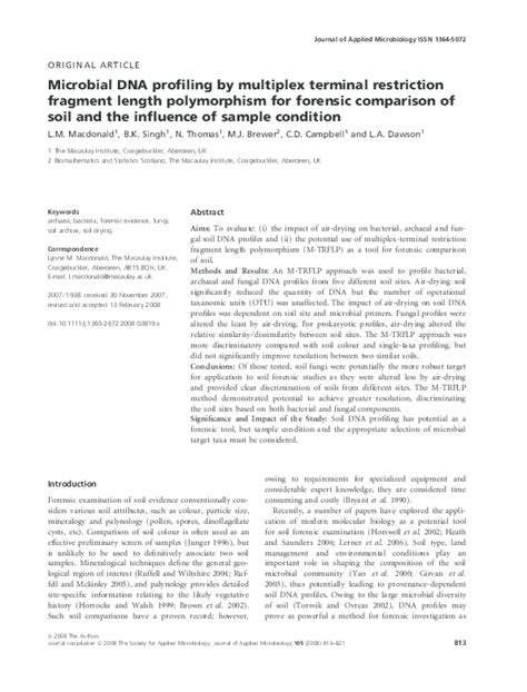 pdf microbial dna profiling by multiplex terminal restriction