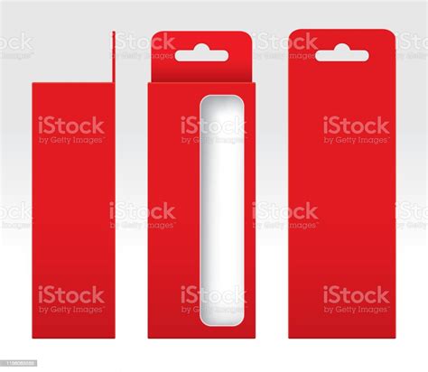 매달려 빨간 상자 창 포장 템플릿 빈 빈 상자 빨간 골판지 선물 상자 빨간 크래프트 패키지 판지 프리미엄 빨간 상자 빈 잘라 3