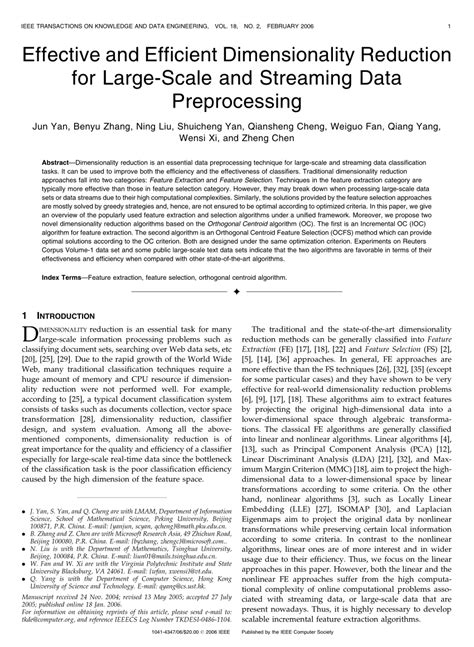 Pdf Effective And Effcient Dimensionality Reduction For Large Scale And Streaming Data
