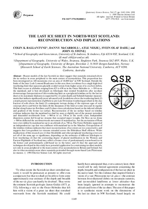 Pdf The Last Ice Sheet In North West Scotland Reconstruction And