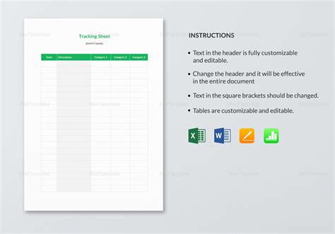 Tracking Sheet Template In Word Excel Apple Pages Numbers