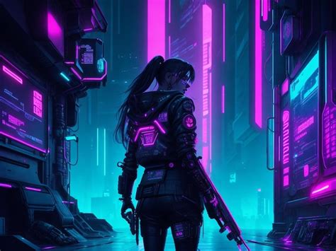 Premium Ai Image Cyberpunk Sifi Background