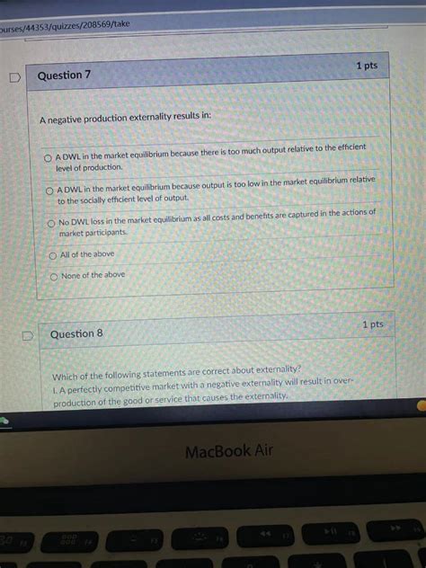 Solved A Negative Production Externality Results In A Dwl