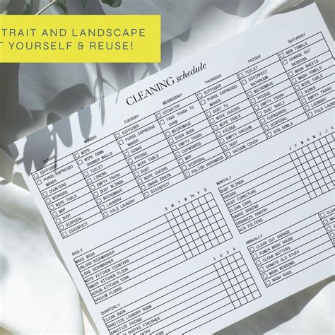 Cleaning Chart Etsy