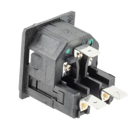 Twin Fused IEC Inlet Snap Fit Panel Mount C14 Connector 6 3 Mm Tab Termination 5mm X 20mm