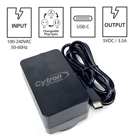 5V 3 5A USB C Universal Power Adapter UK EU US Plug