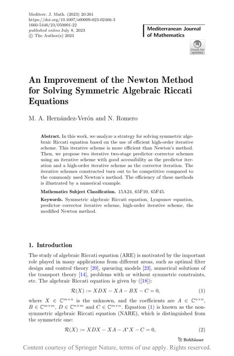 Pdf An Improvement Of The Newton Method For Solving Symmetric