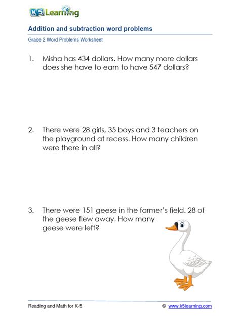 Grade 2 Mixed Addition And Subtraction Word Problems B Pdf