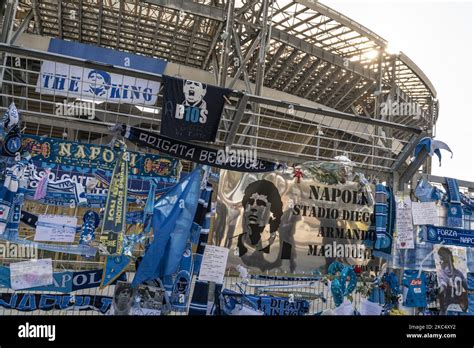 Diego Armando Maradonas Fans Gather Around The San Paolo Stadium