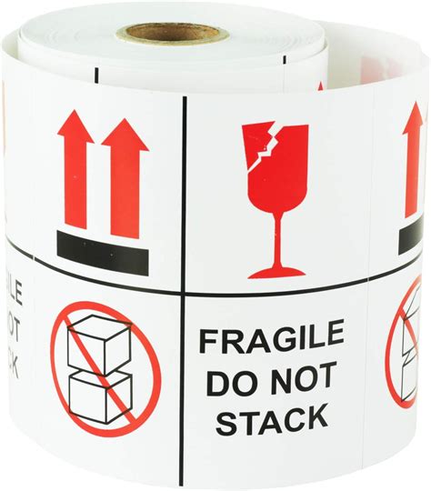Amazon Com 300 Fragile Do Not Stack Labels 4 X 4 Inch Fragile Do Not Stack This Side Up