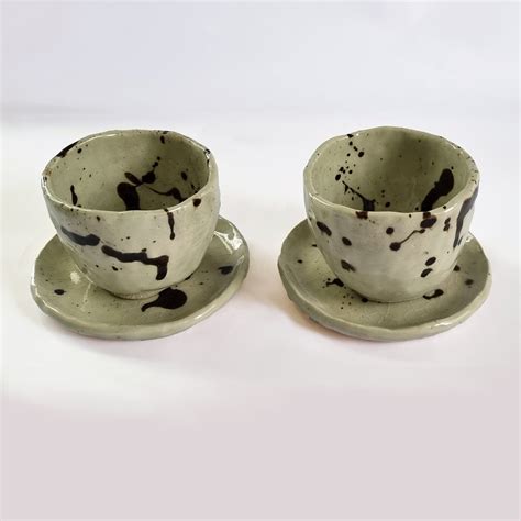 Choco Splash Pair Tea Cup And Saucer Green Tea Pair Cups