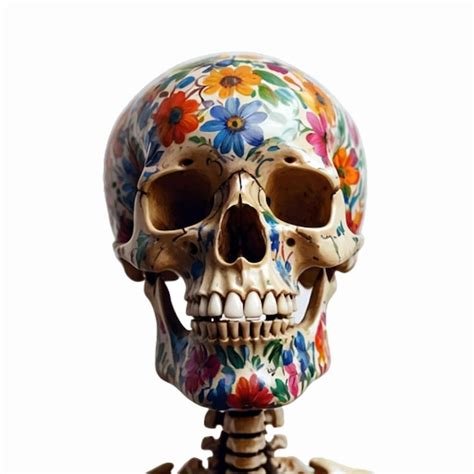 Premium Vector Human Skull Decorated With Floral Art Symbolizing The