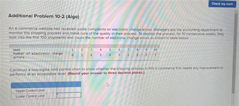 Solved Check My Work Additional Problem 10 2 Algo An