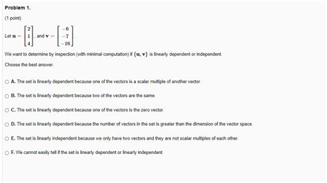 Solved Problem Point Let U And V We Chegg Com