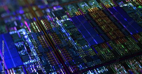 Video Stock Iridescent Silicon Microchip Computer Wafer 7nm 5nm And 3nm Manufacturing Process