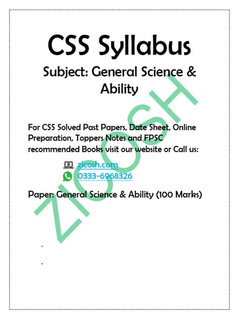 General Science Ability Css Syllabus Pdf Foods Earth