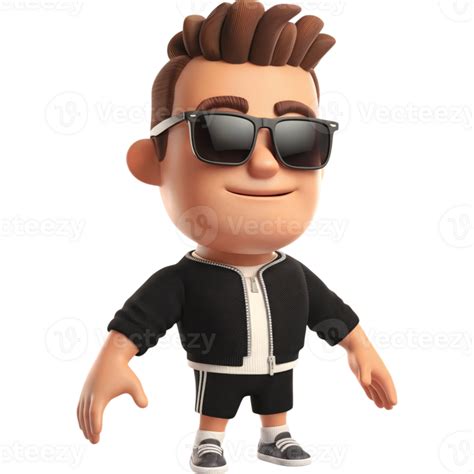 Cartoon Character Wearing Sunglasses And A Black Jacket 54110479 Png