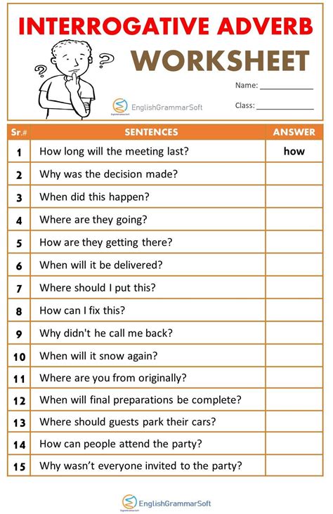 Interrogative Adverb Worksheet Adverbs Worksheet Adverbs Adjective