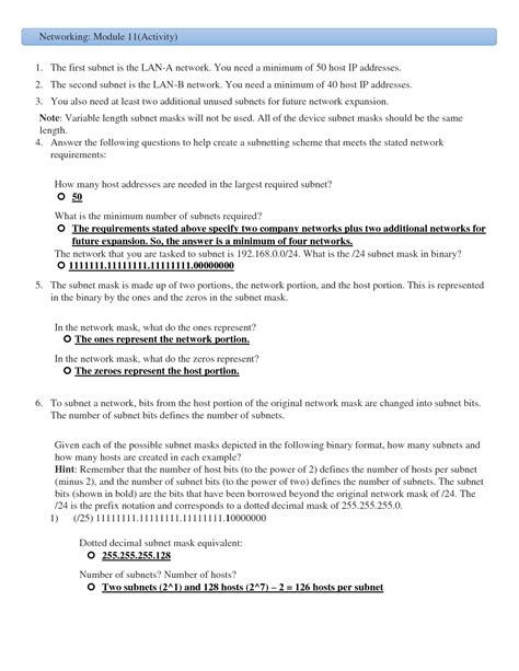 SOLUTION Packet Tracer Subnet An Ipv4 Network Answer Studypool