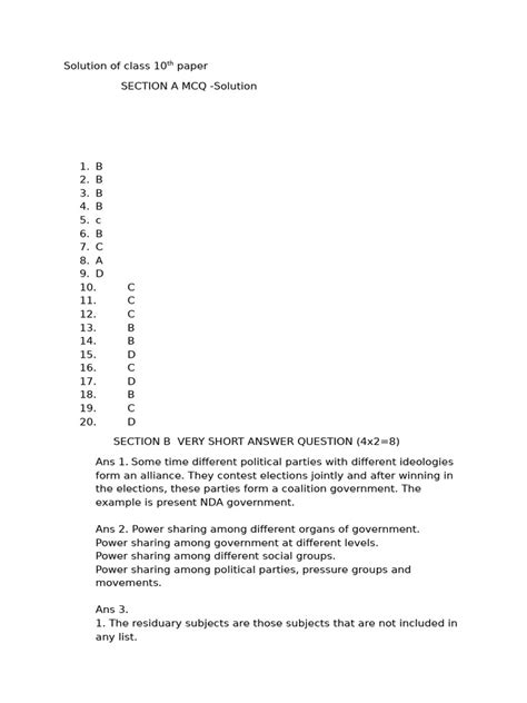 Solution Class 10th Solution Pdf