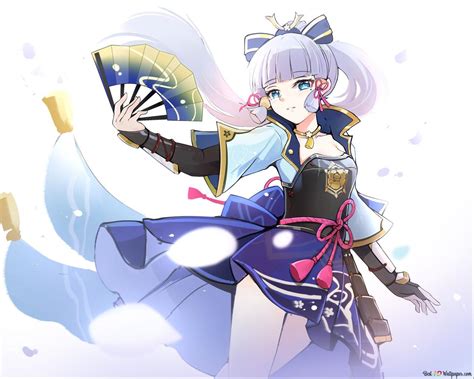 Genshin Impact With The Blue Eyed Kamisato Ayaka Fan K Wallpaper Download