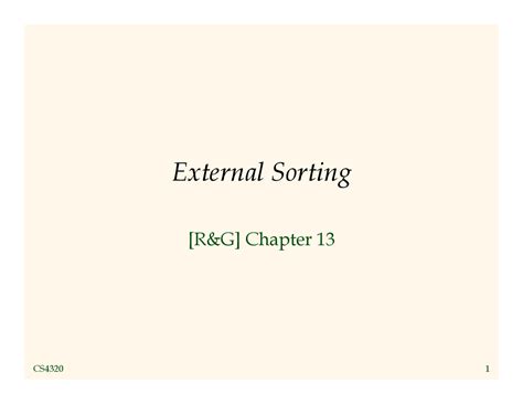 external sorting introduction to database systems cs 4320 docsity