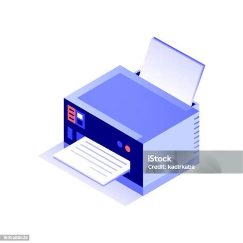 팩스 기계 등각 투영 아이콘과 3 차원 디자인 등각 투영의 벡터 그림입니다 3차원 형태에 대한 스톡 벡터 아트 및 기타 이미지