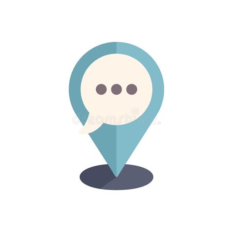 Blue Location Pin Showing Chat Bubble With Three Dots Stock
