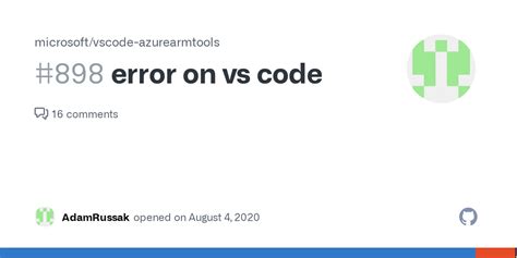 Error On Vs Code · Issue 898 · Microsoftvscode Azurearmtools · Github