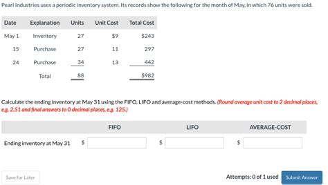 Solved Calculate The Ending Inventory At May Using The Chegg