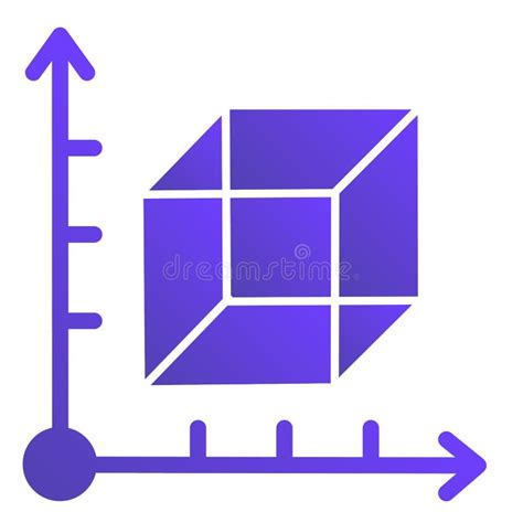 Cube And Coordinates System Flat Icon Isometric Drawing Slide Stock