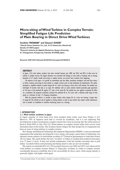 Pdf Micro Siting Of Wind Turbine In Complex Terrain Simplified Fatigue Life Prediction Of