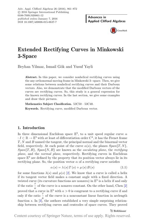 Extended Rectifying Curves In Minkowski Space Request PDF