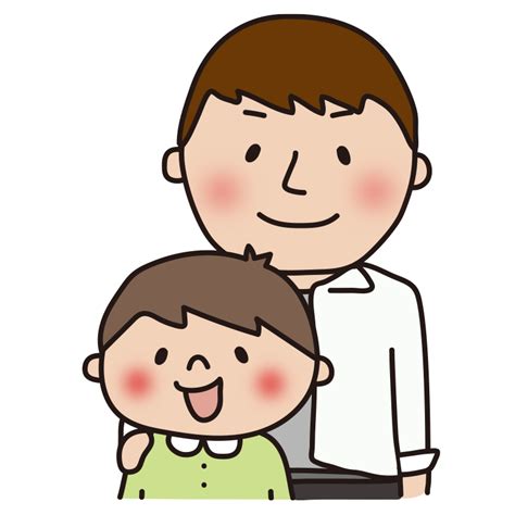 親子（母と息子）の無料フリーイラスト かわいい手描きの無料素材「てがきっず」保育園・小学校・介護施設にぴったりのフリー素材イラスト