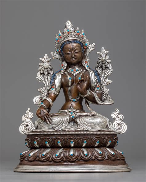 White Tara Chocolate Oxidized Statue In Silver A Vision Of Compassio