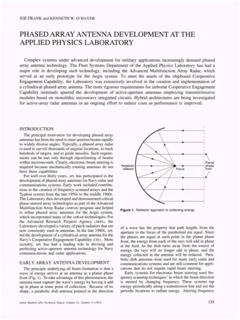 Phased Array Antenna Development At The Applied Physics Laboratory Docslib
