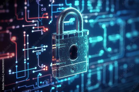 Futuristic Background With A Padlock As A Symbol Of Internet Security And Personal Data
