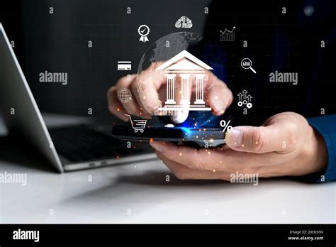 Businessman Using Mobile Online Banking And Payments Digital Marketing Financial And Banking