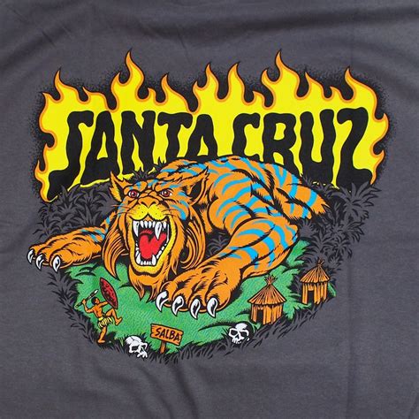 Santa Cruz Tシャツ Salba Tiger Redux Tee Charcoal Plugs