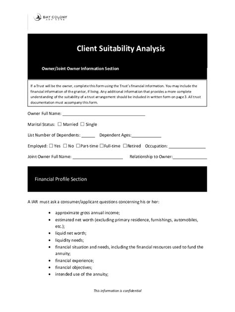 Fillable Online Client Suitability Analysis Fax Email Print Pdffiller