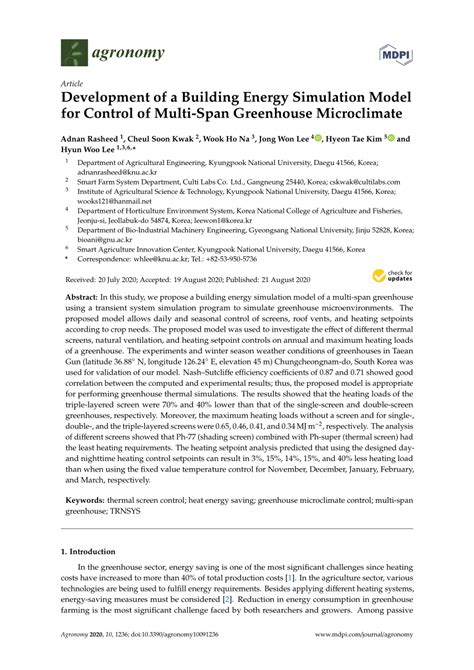 Pdf Development Of A Building Energy Simulation Model For Control Of