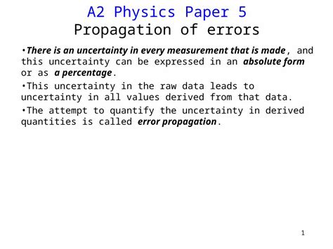 Ppt A2 Physics Error Propagation 001 Dokumen Tips