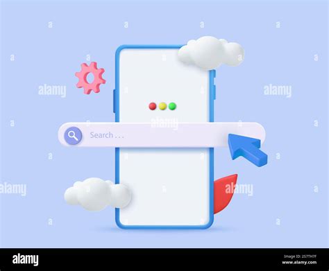 3d Searching On Internet With Smartphone Mobile Phone With Search Bar