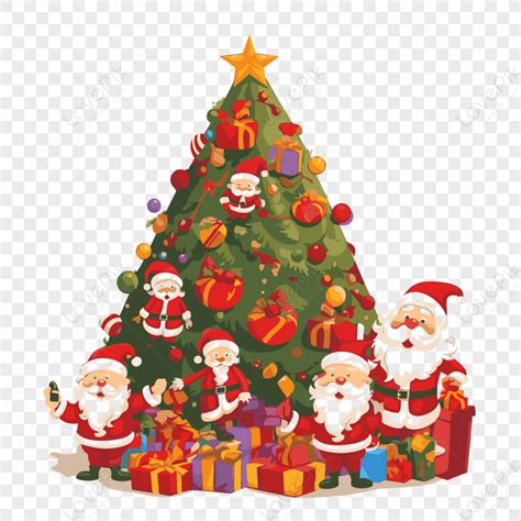 Weihnachten 클립 아트 산타 클로스와 문자 및 선물 만화와 크리스마스 트리 벡터 장식 바이나흐텐 Png 일러스트 무료